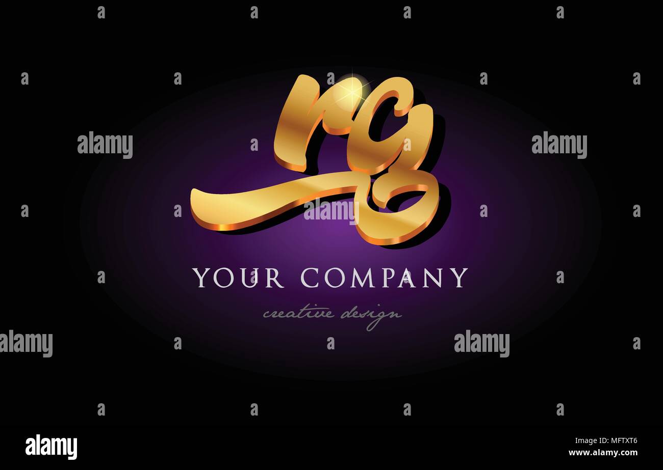 rg r g alphabet combination letter logo in gold golden 3d metal ...