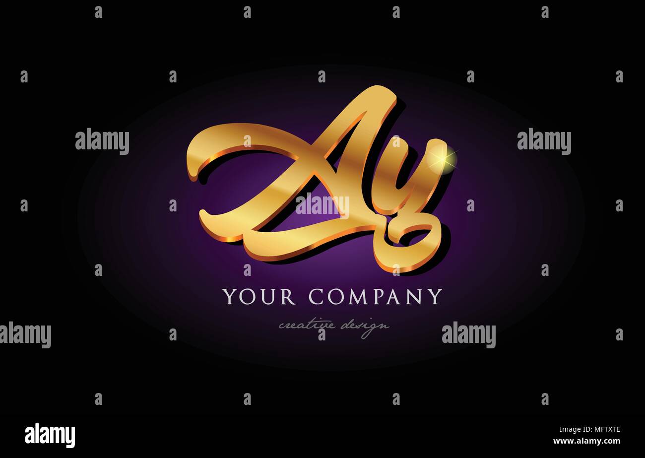 ay a y alphabet combination letter logo in gold golden 3d metal ...