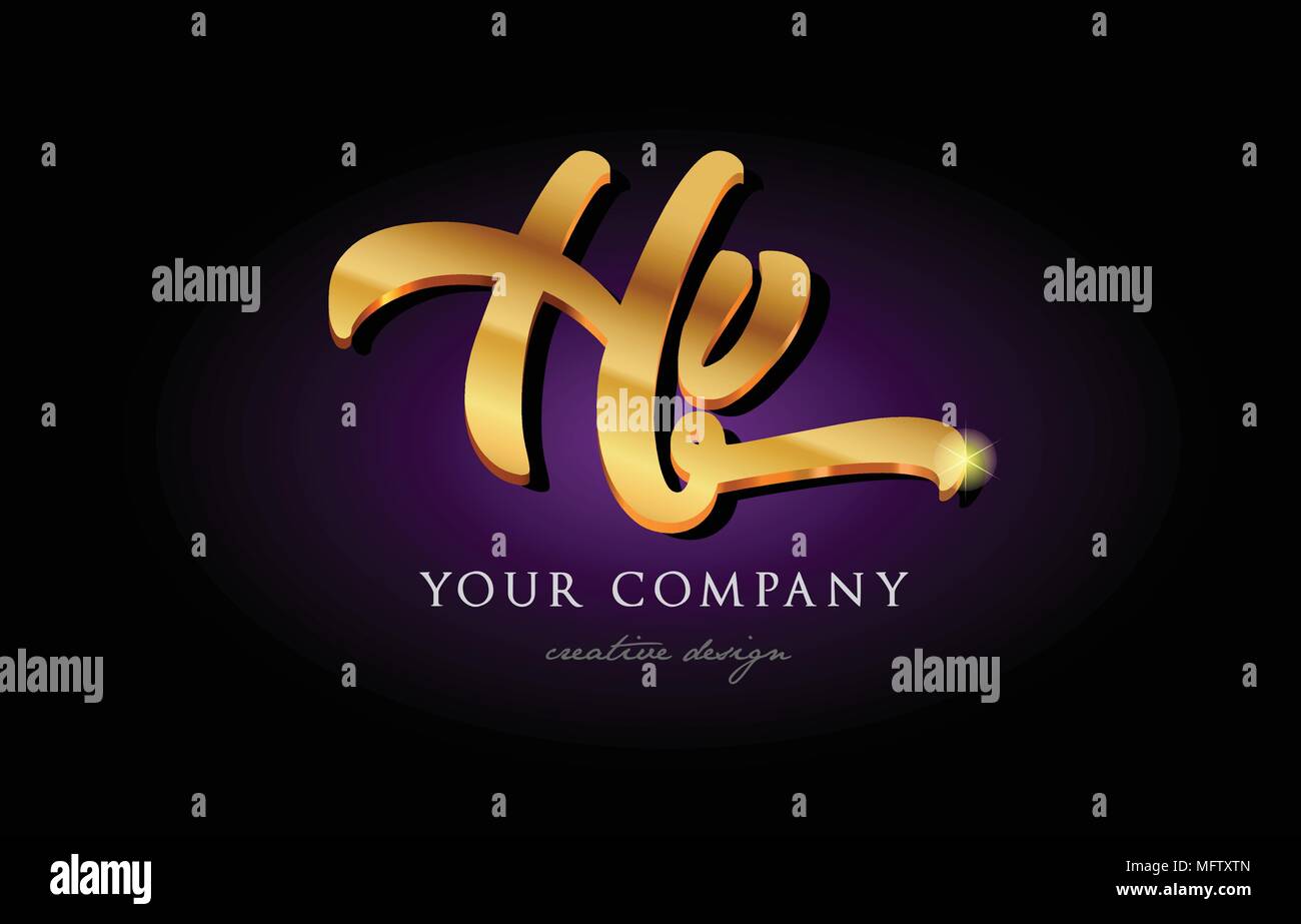 hv h v alphabet combination letter logo in gold golden 3d metal ...