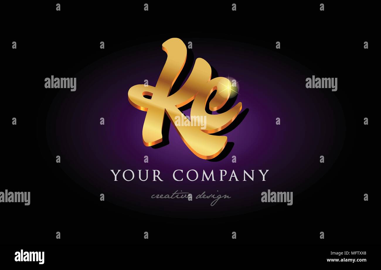 kc k c alphabet combination letter logo in gold golden 3d metal ...