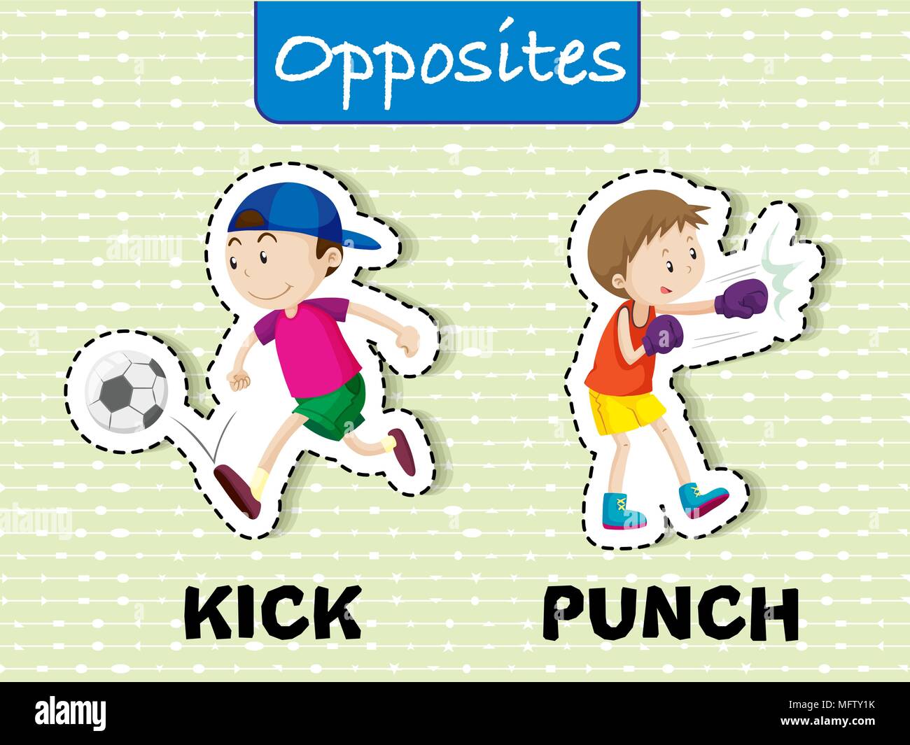 Opposite English Words on Green Background illustration Stock Vector ...