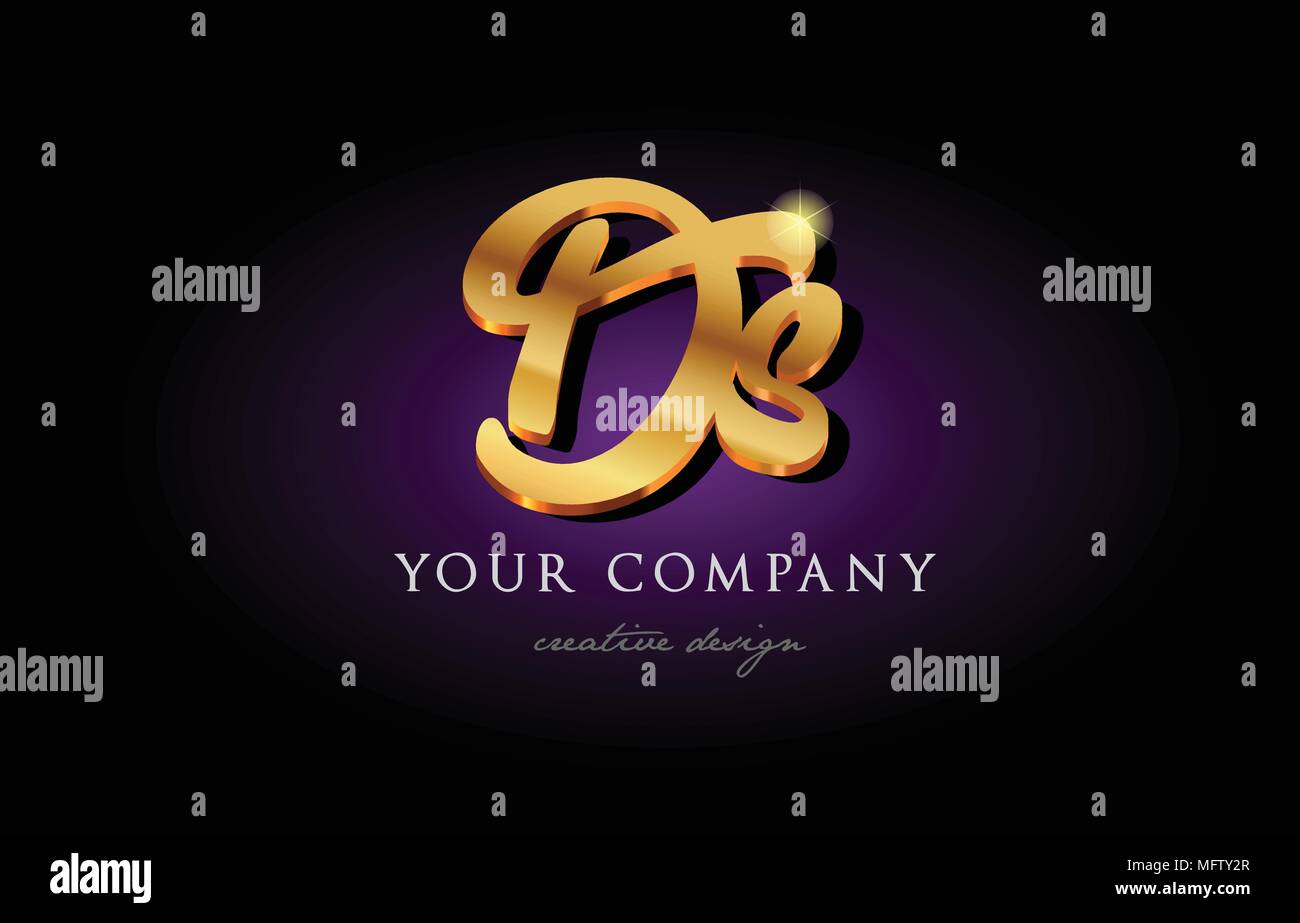 ds d s alphabet combination letter logo in gold golden 3d metal ...