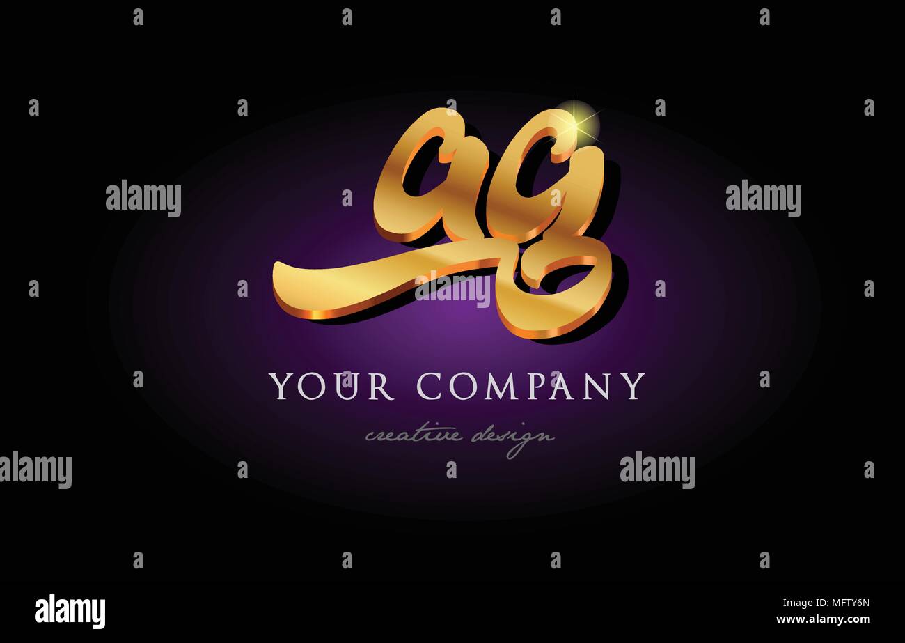 ag a g alphabet combination letter logo in gold golden 3d metal ...