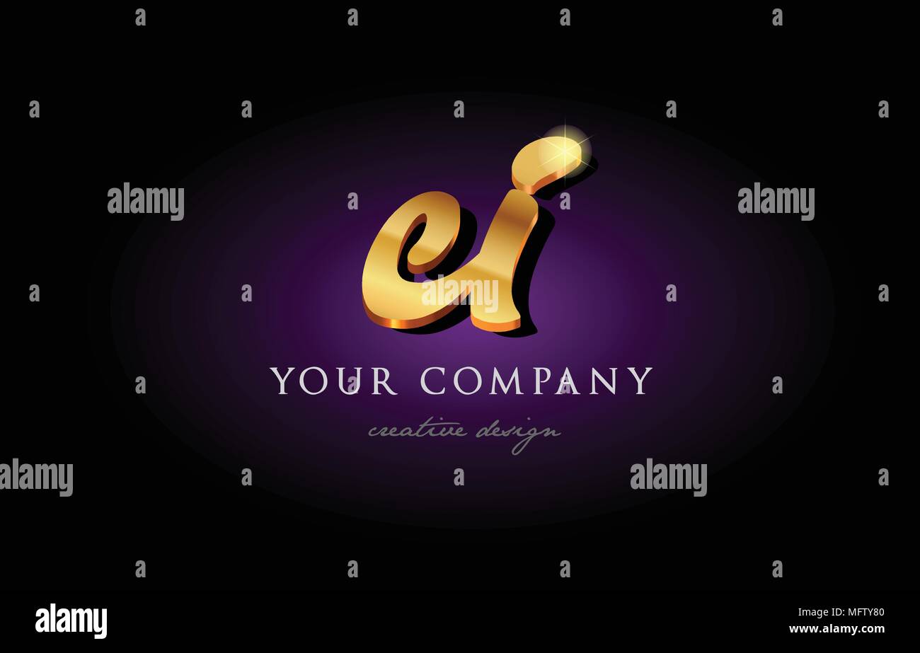 ei e i alphabet combination letter logo in gold golden 3d metal ...