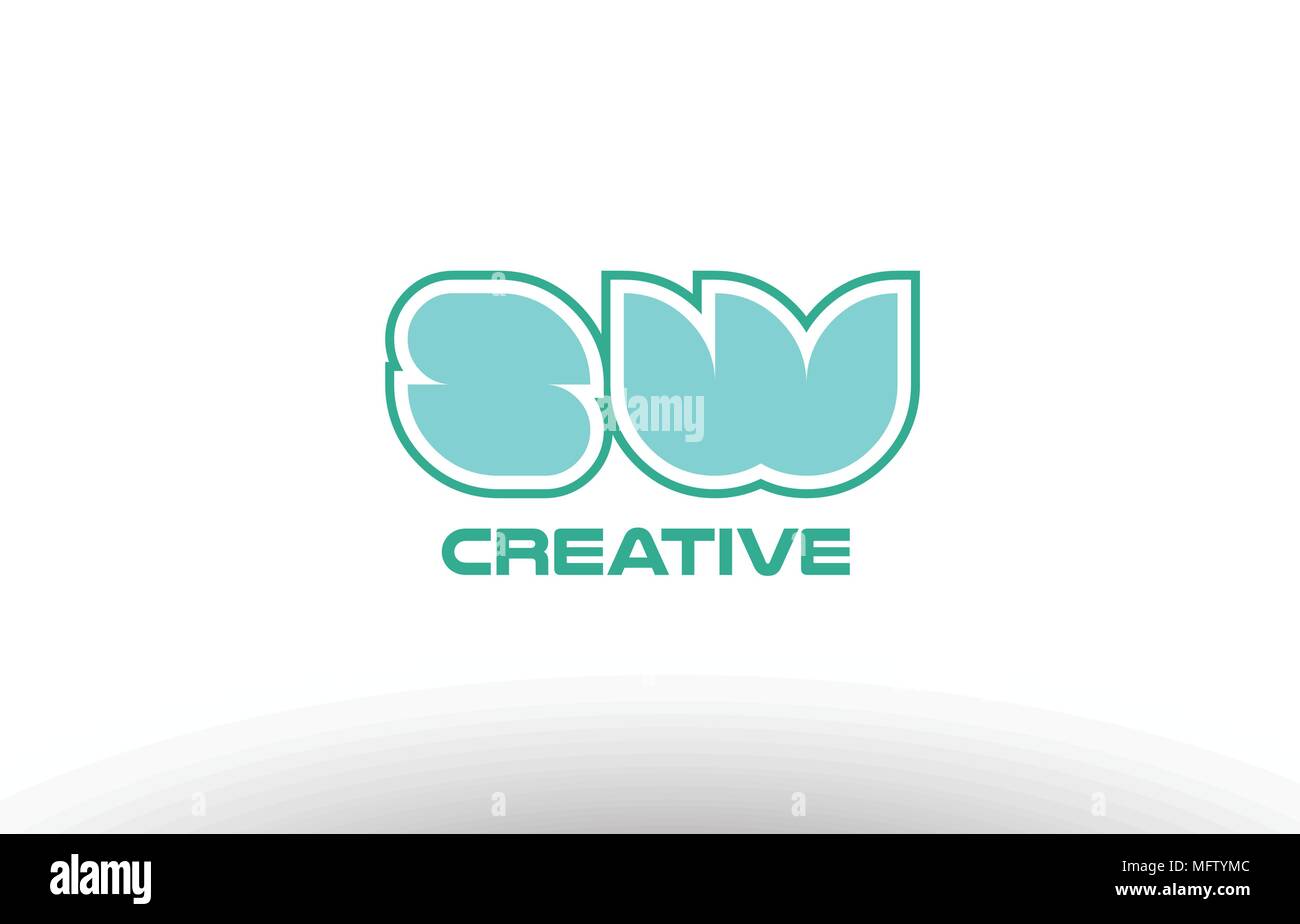 joint joined letter combination green pastel alphabet letter sw s w ...