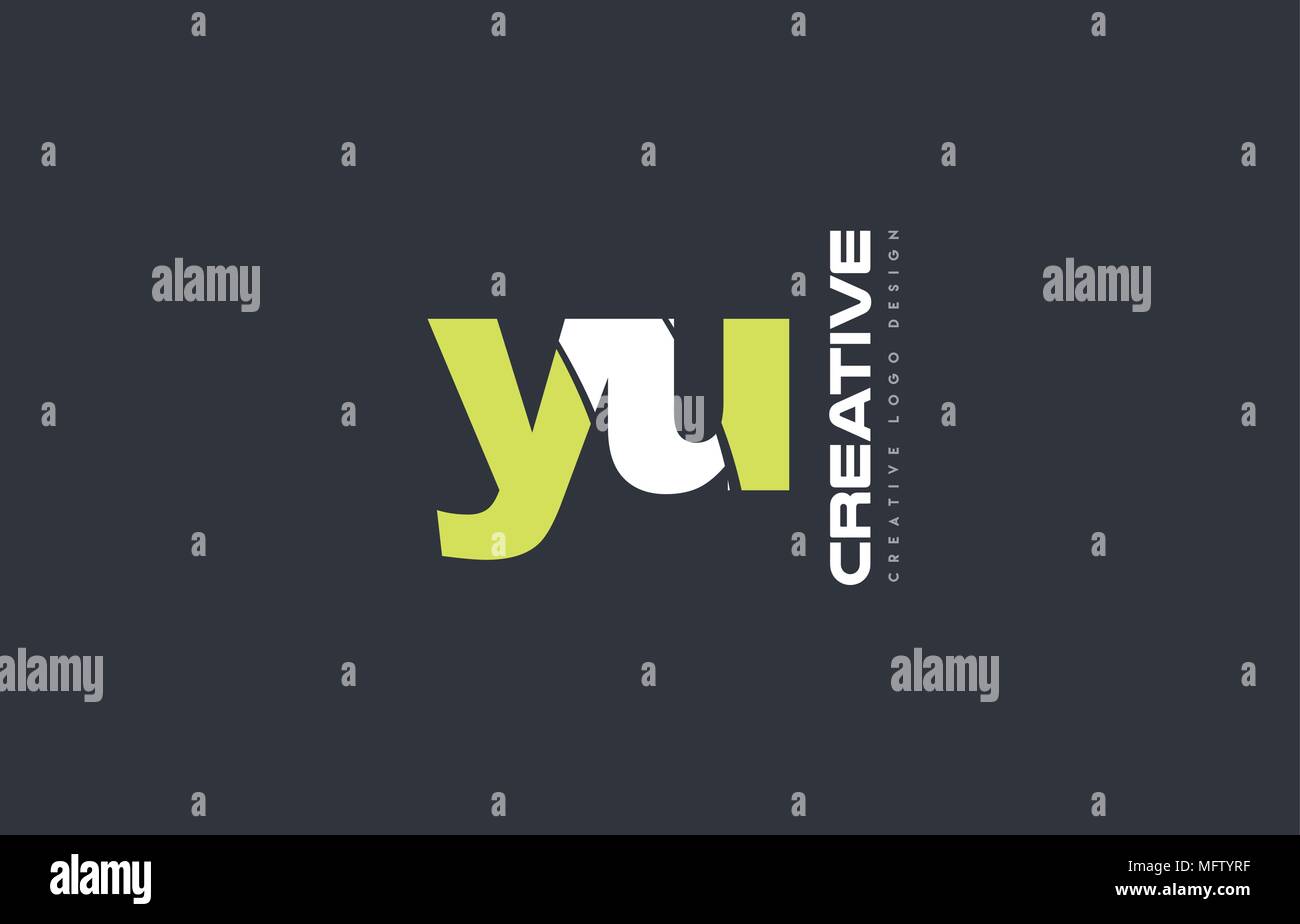 joint joined letter combination yu y u alphabet green blue blackground ...
