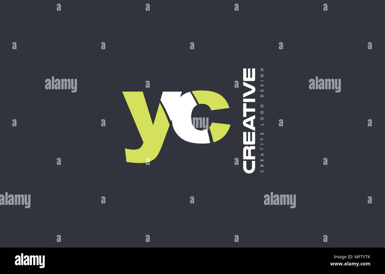 joint joined letter combination yc y c alphabet green blue blackground ...