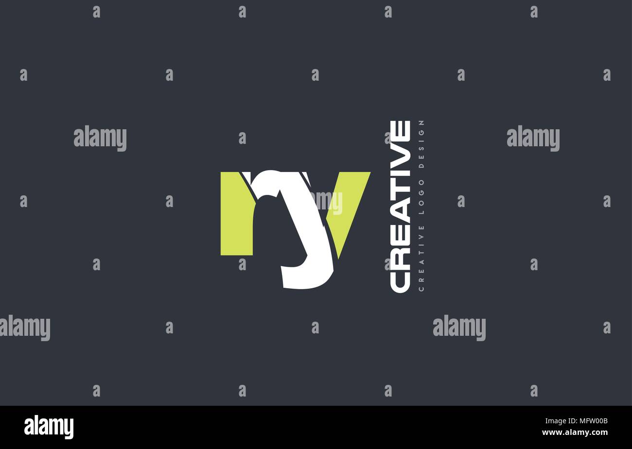 joint joined letter combination ry r y alphabet green blue blackground ...