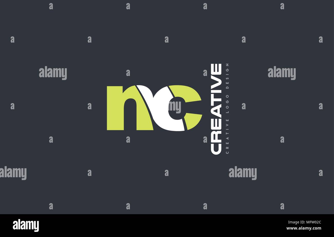 joint joined letter combination nc n c alphabet green blue blackground ...
