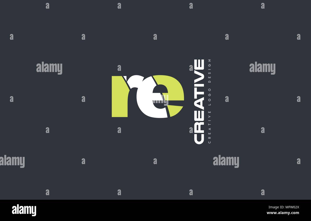 joint joined letter combination re r e alphabet green blue blackground ...