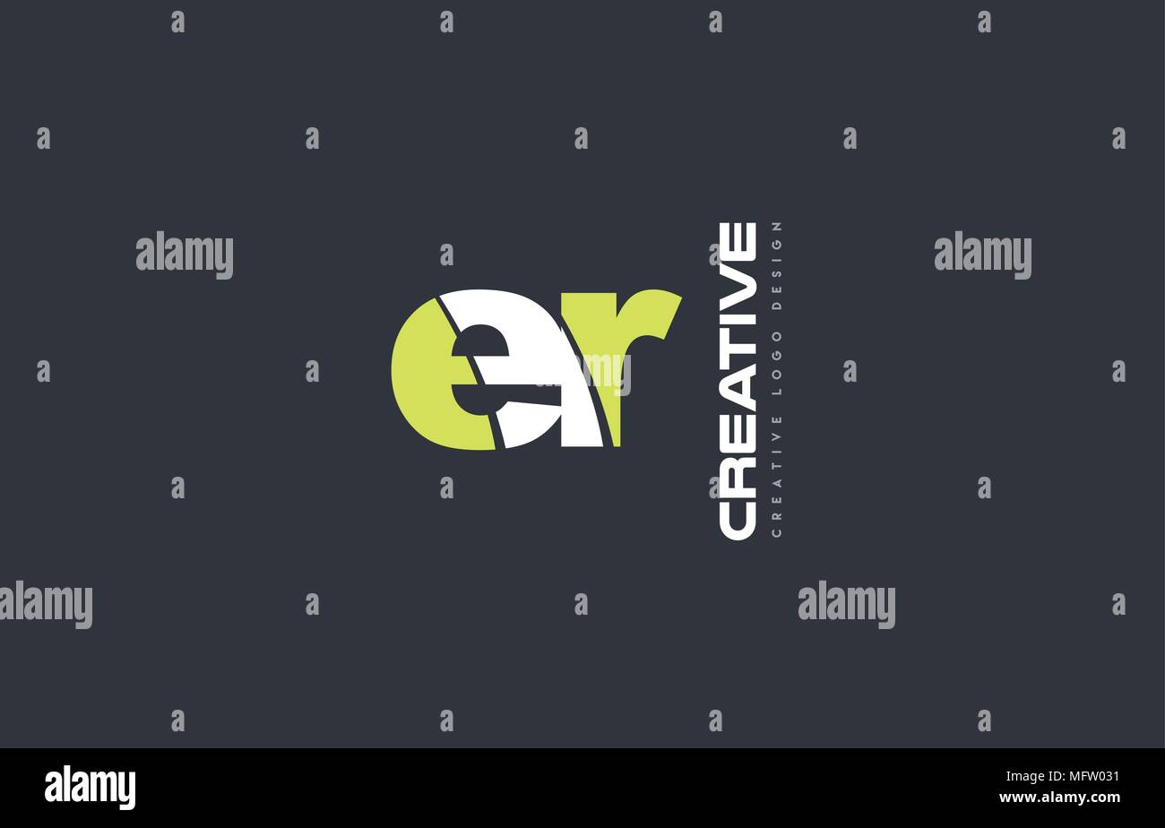 joint joined letter combination er e r alphabet green blue blackground ...