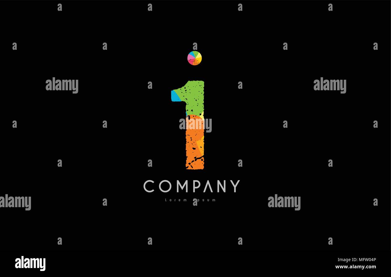 number 1 logo icon design with grunge texture and rainbow colored ...
