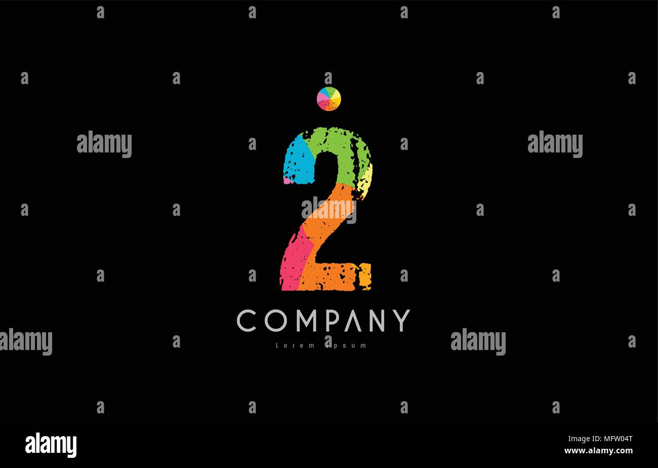 number 2 logo icon design with grunge texture and rainbow colored ...