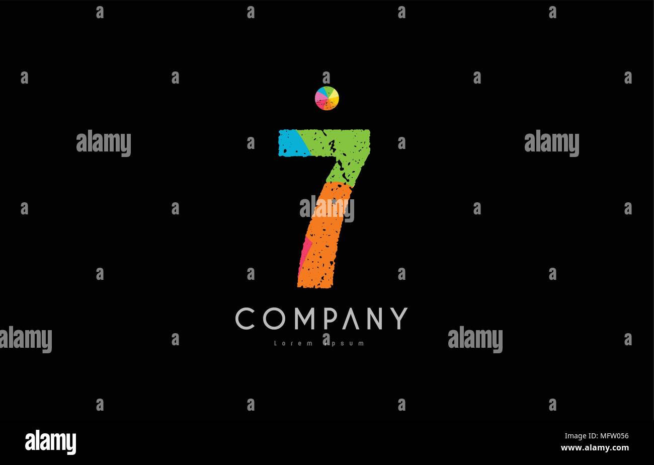 number 7 logo icon design with grunge texture and rainbow colored ...