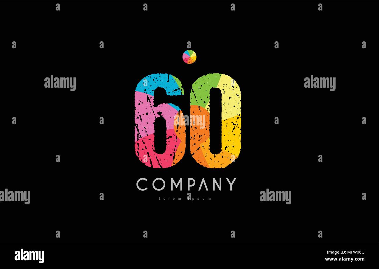 number 60 logo icon design with grunge texture and rainbow colored pattern Stock Vector Image ...