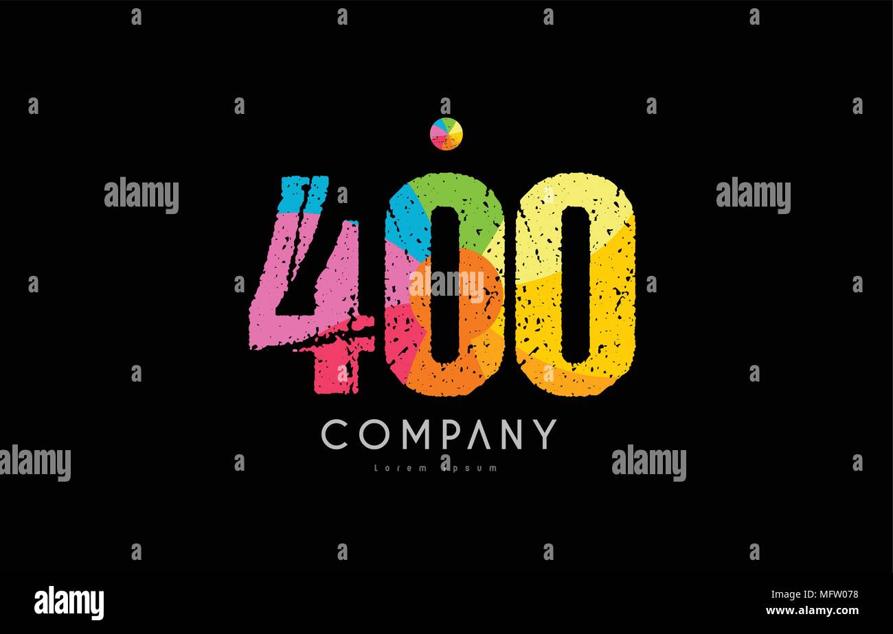 number 400 logo icon design with grunge texture and rainbow colored ...