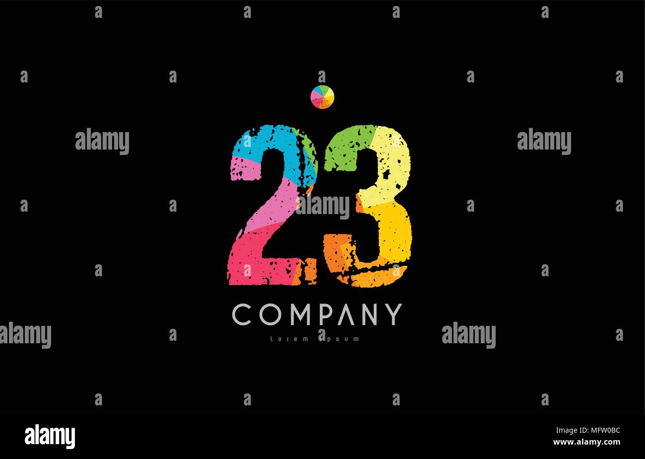 number 23 logo icon design with grunge texture and rainbow colored ...