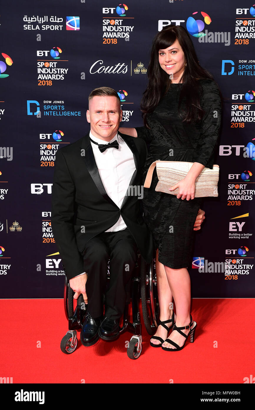 David Weir (left) and Emily Weir attending the BT Sport Industry Awards ...