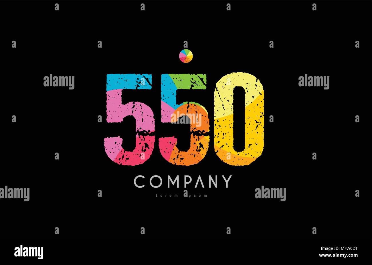 number 550 logo icon design with grunge texture and rainbow colored ...