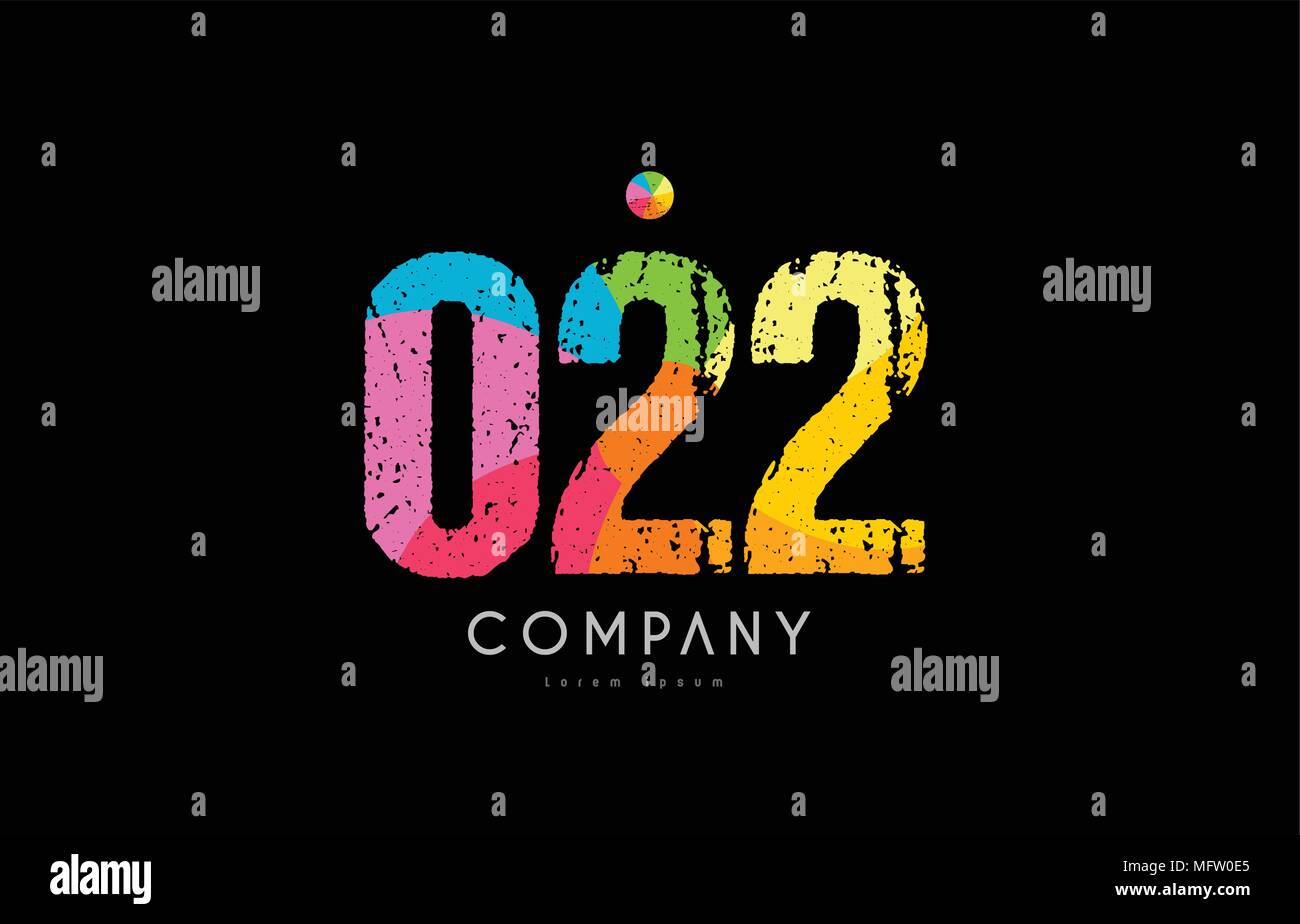 number 022 logo icon design with grunge texture and rainbow colored ...