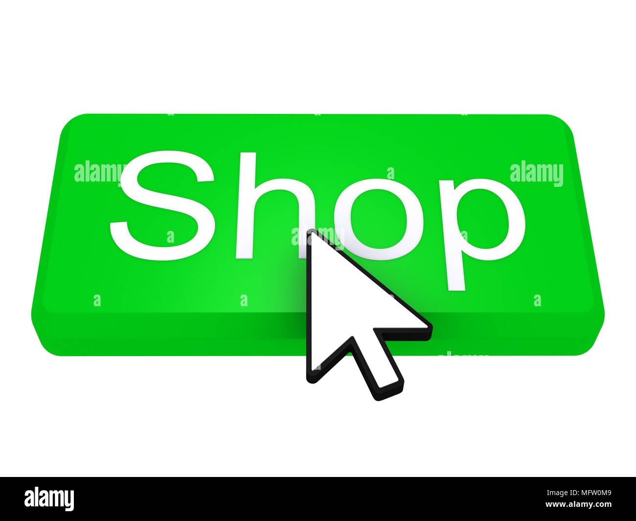 Green Shop button with a cursor on top of it Stock Photo - Alamy