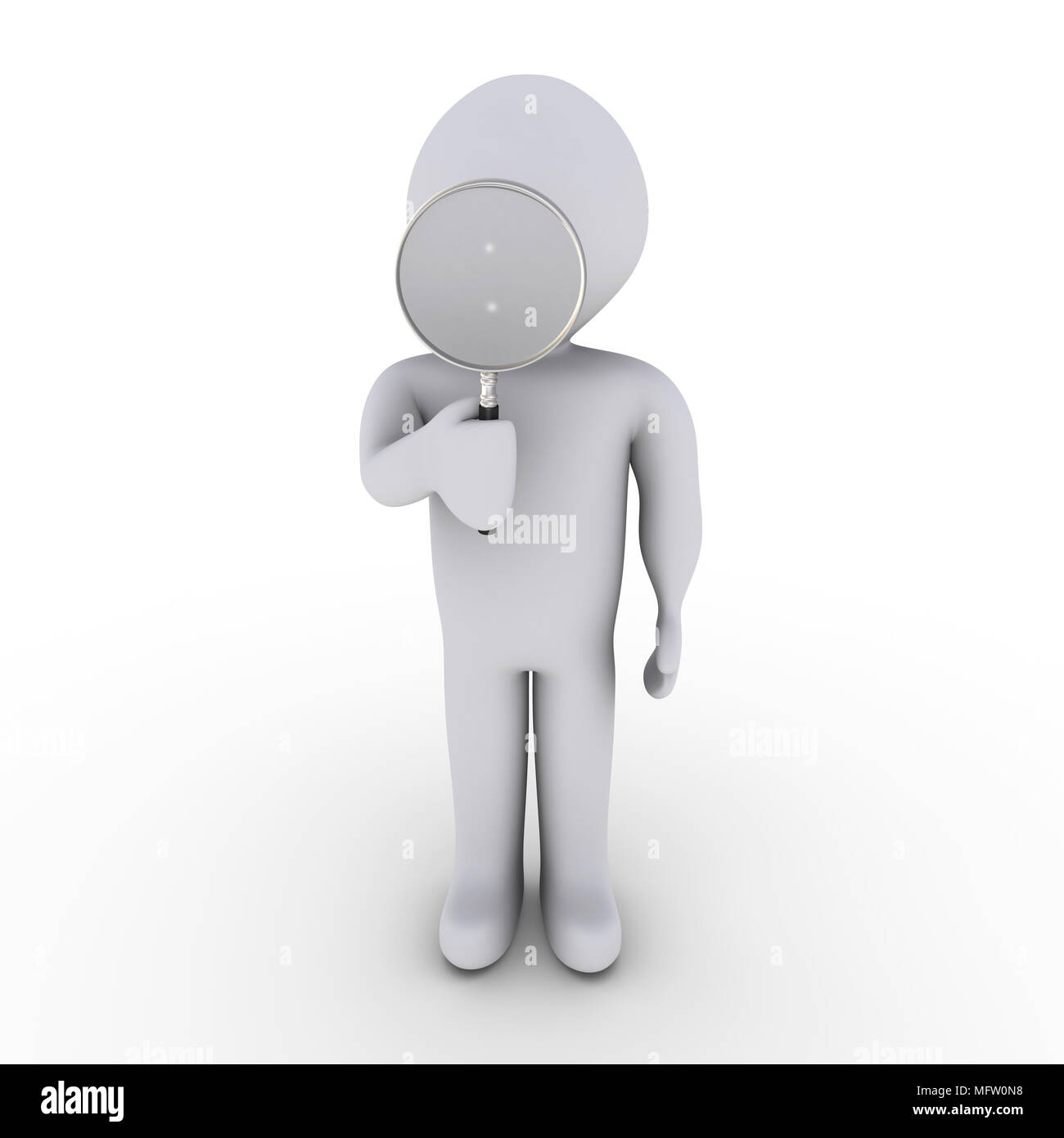 3d person looking through magnifier Stock Photo - Alamy