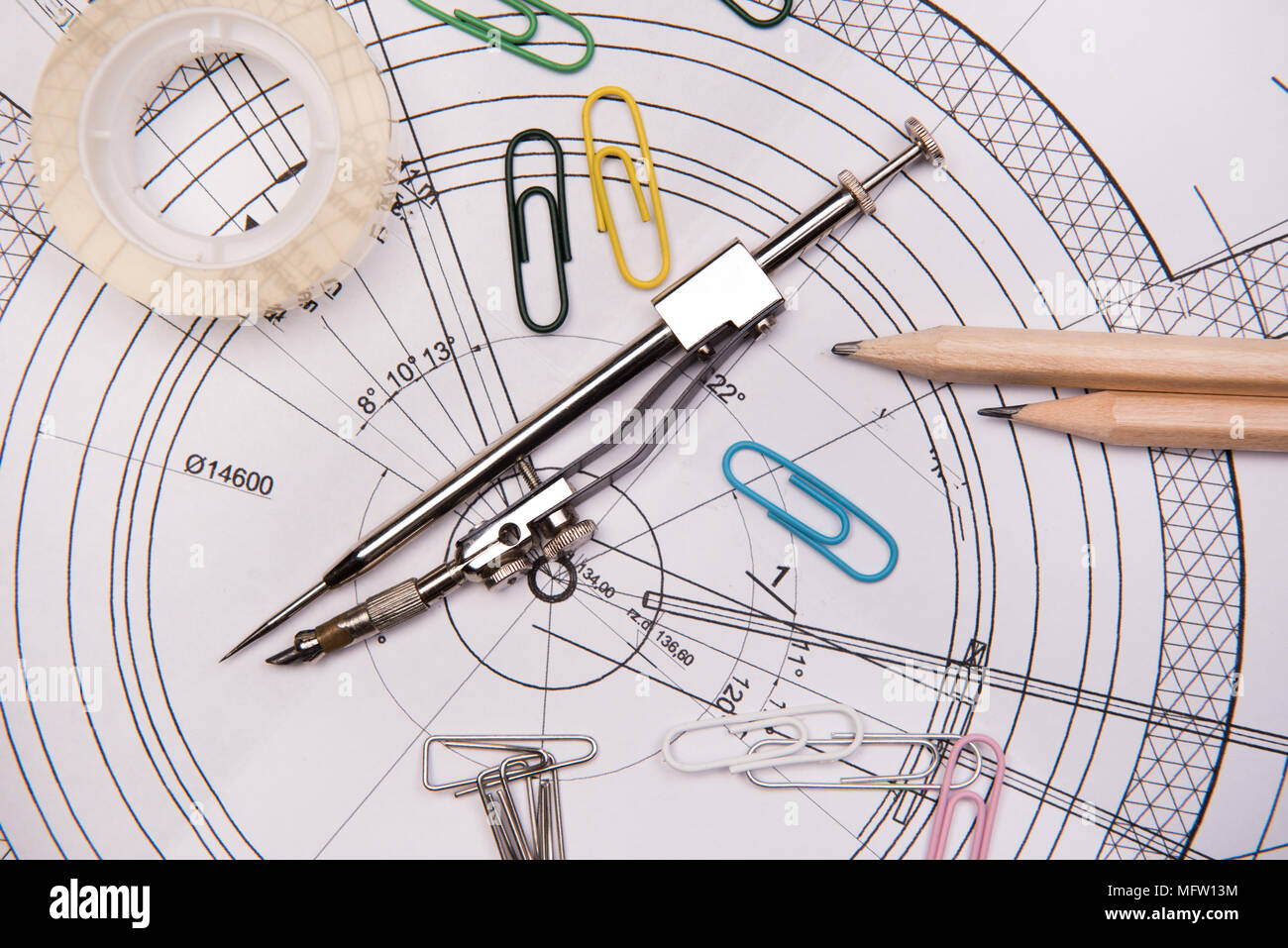 paper project plans and accessories Stock Photo - Alamy