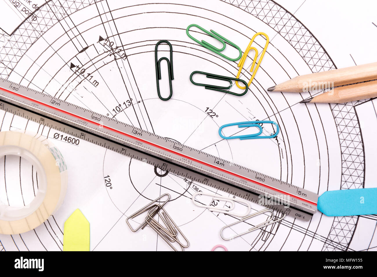 paper project plans and accessories Stock Photo - Alamy