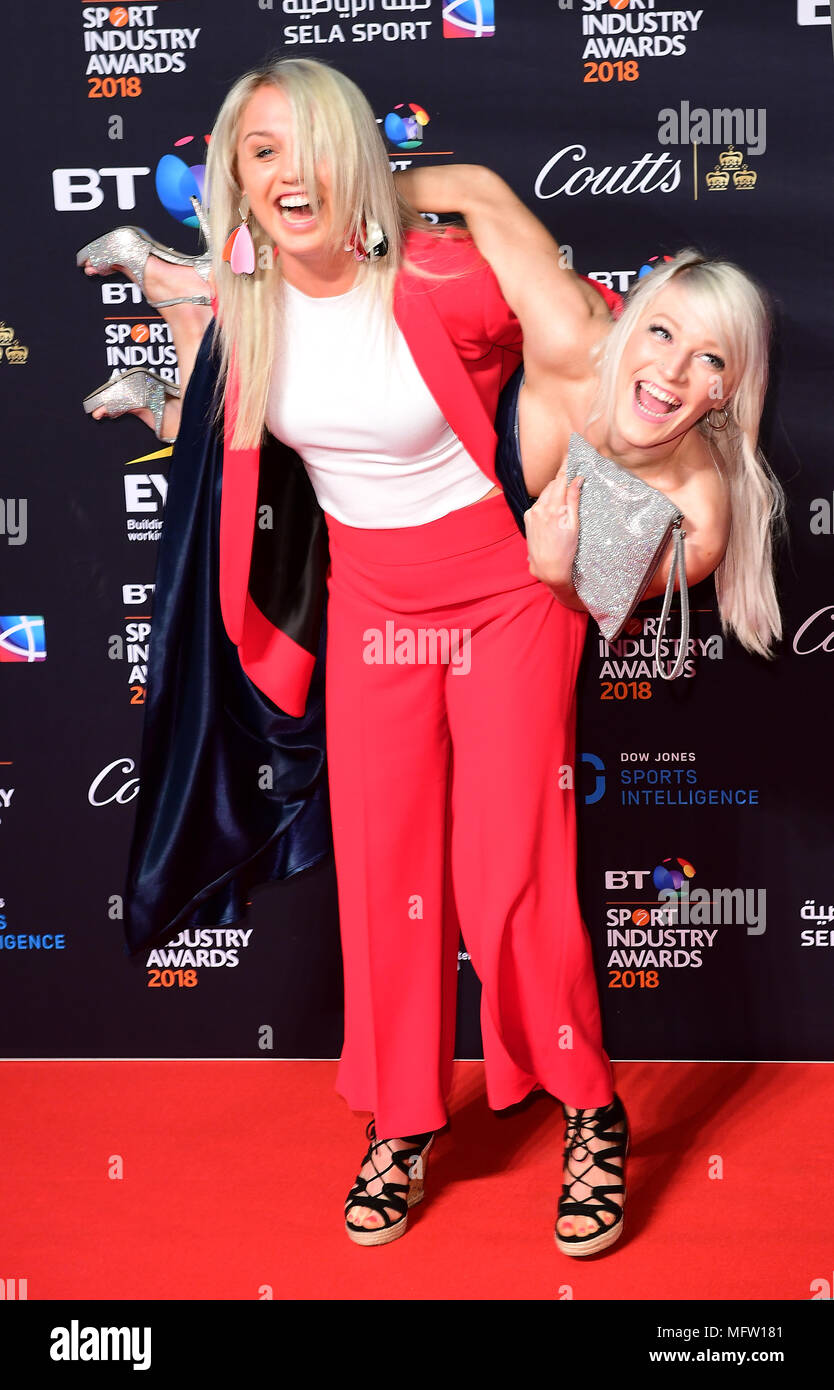Aimee Fuller (left) and Elise Christie attending the BT sport Industry ...