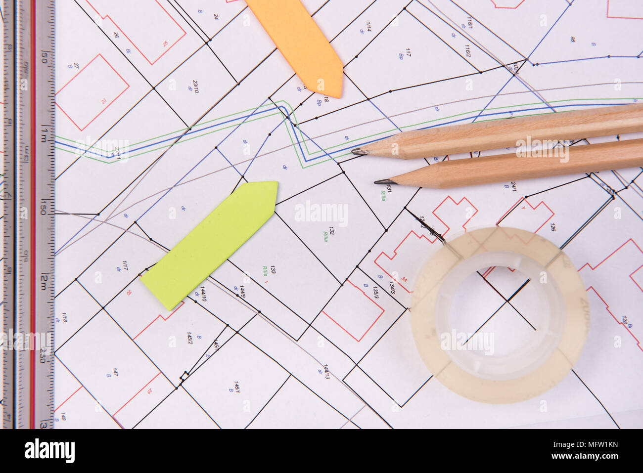 paper project plans and accessories Stock Photo - Alamy