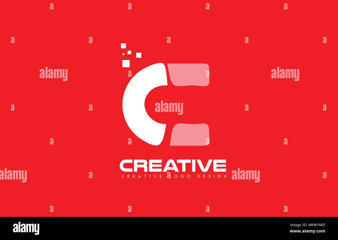 Letter C alphabet logo icon design in white color over a red background ...
