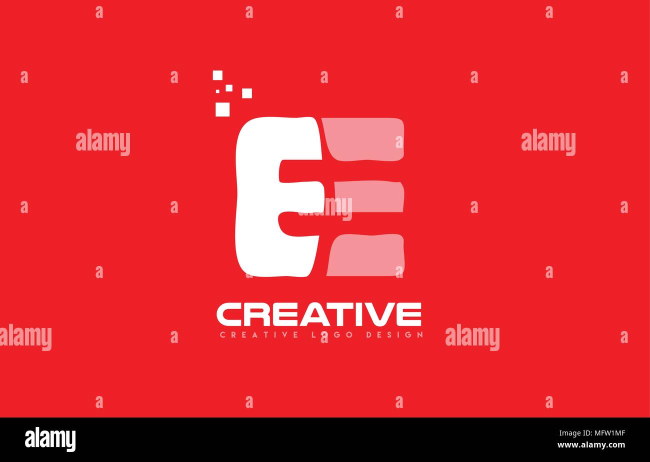 Letter E alphabet logo icon design in white color over a red background ...