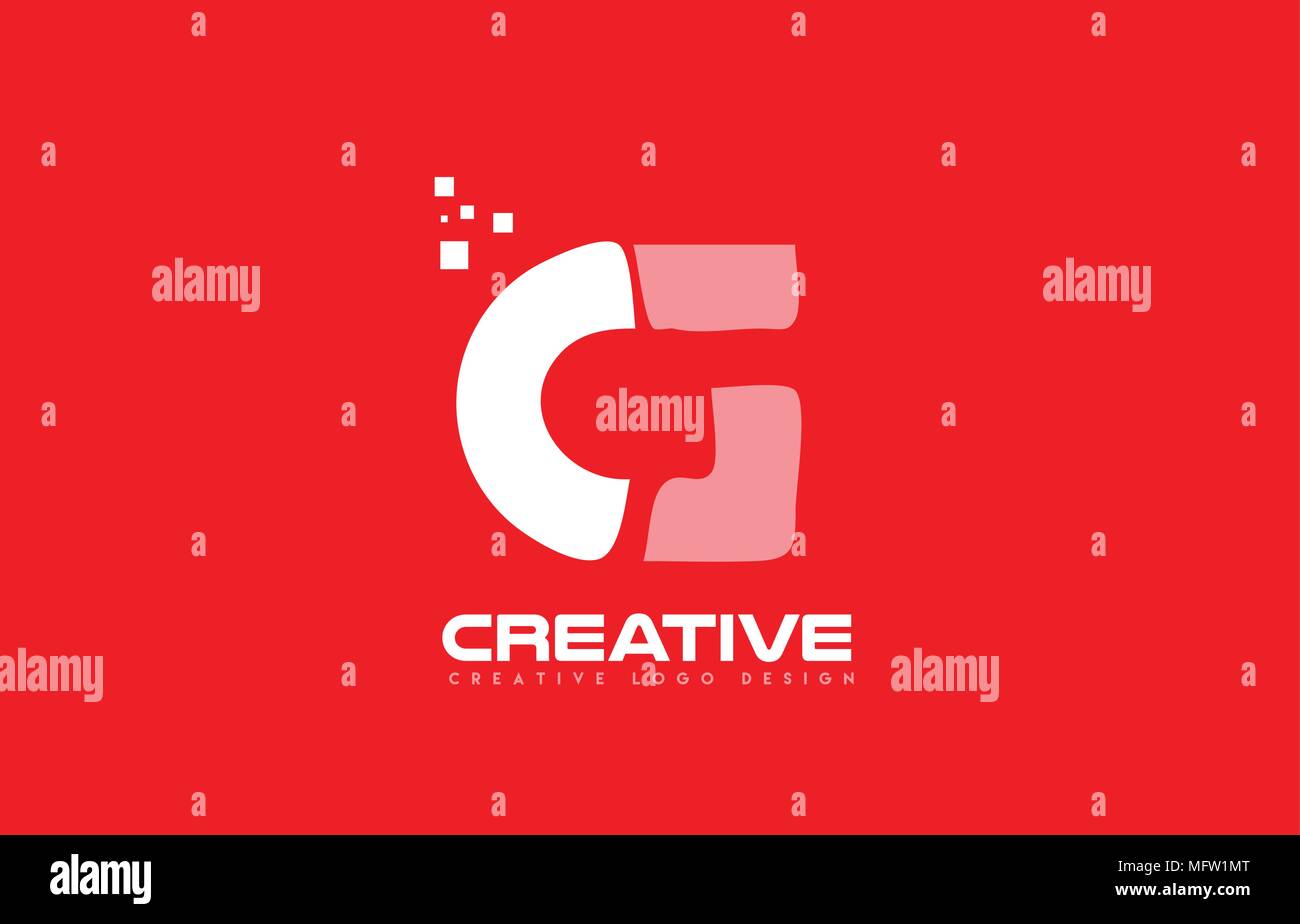 Letter G alphabet logo icon design in white color over a red background ...
