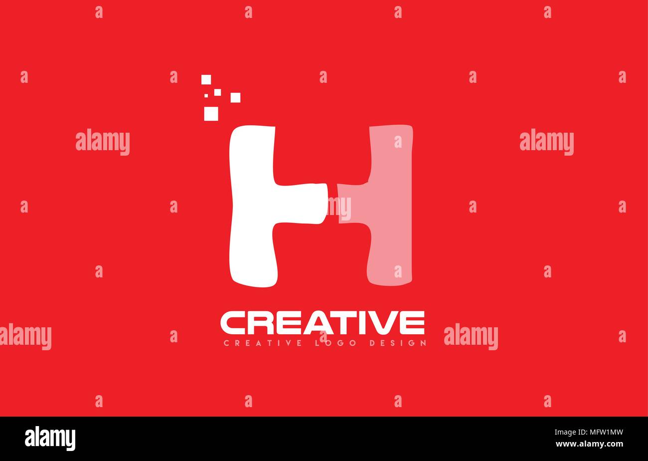 Letter H alphabet logo icon design in white color over a red background ...