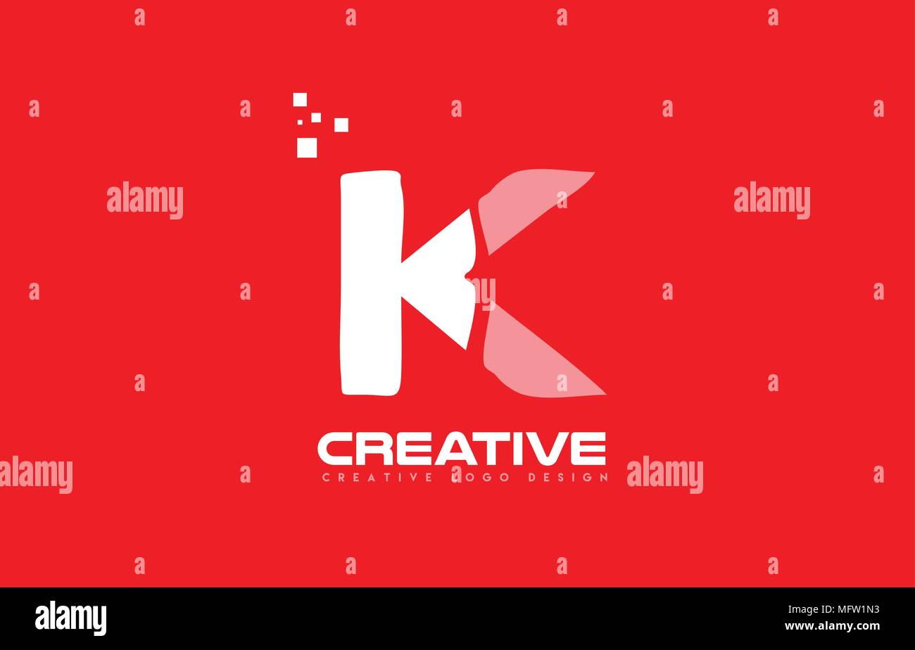 Letter K alphabet logo icon design in white color over a red background ...