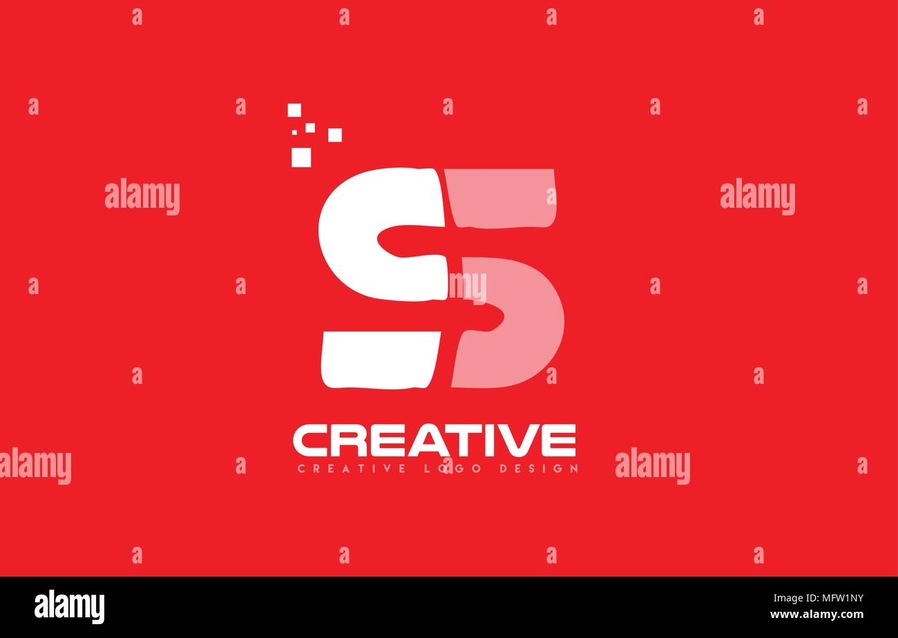 Letter S alphabet logo icon design in white color over a red background ...