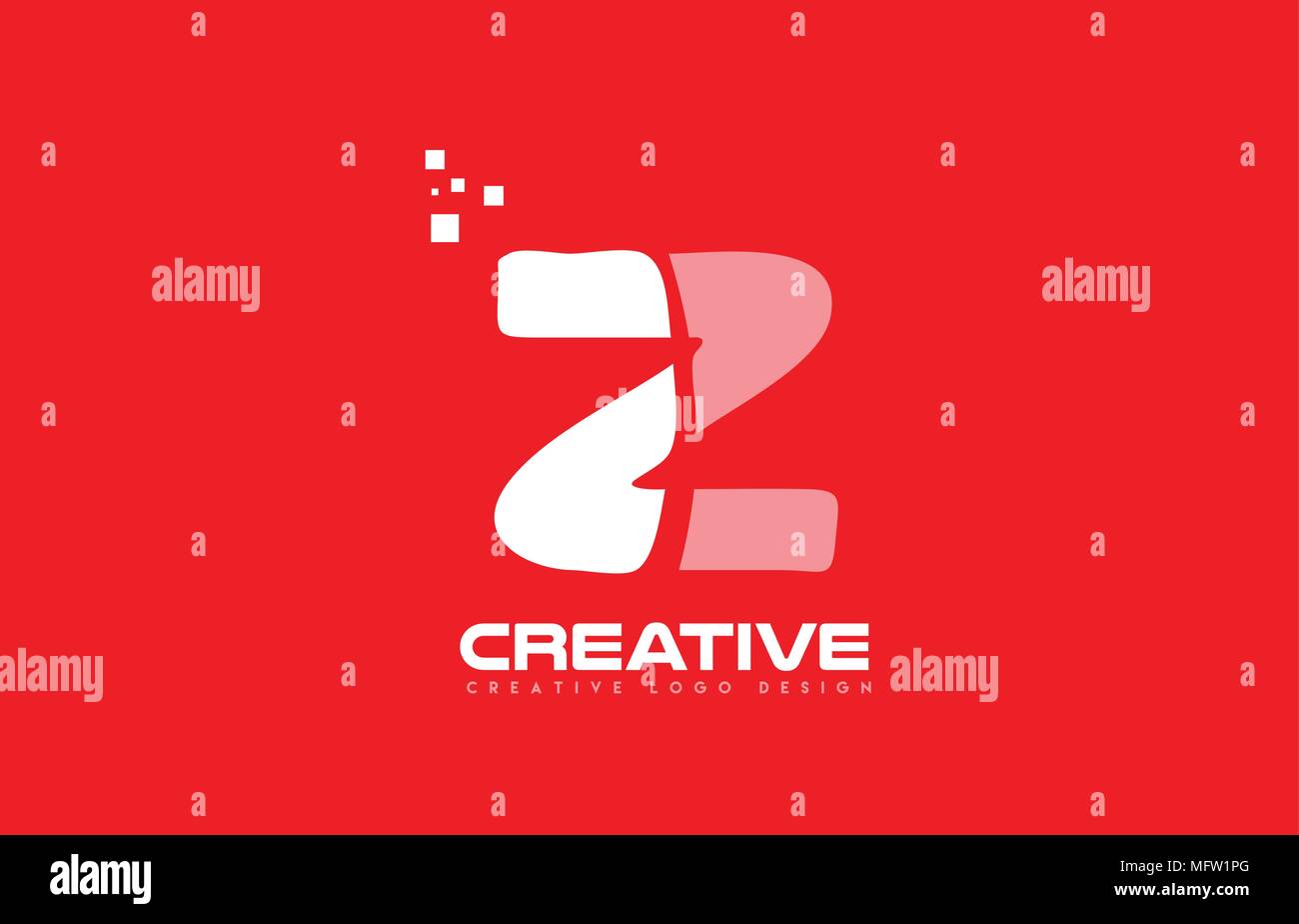 Letter Z alphabet logo icon design in white color over a red background ...