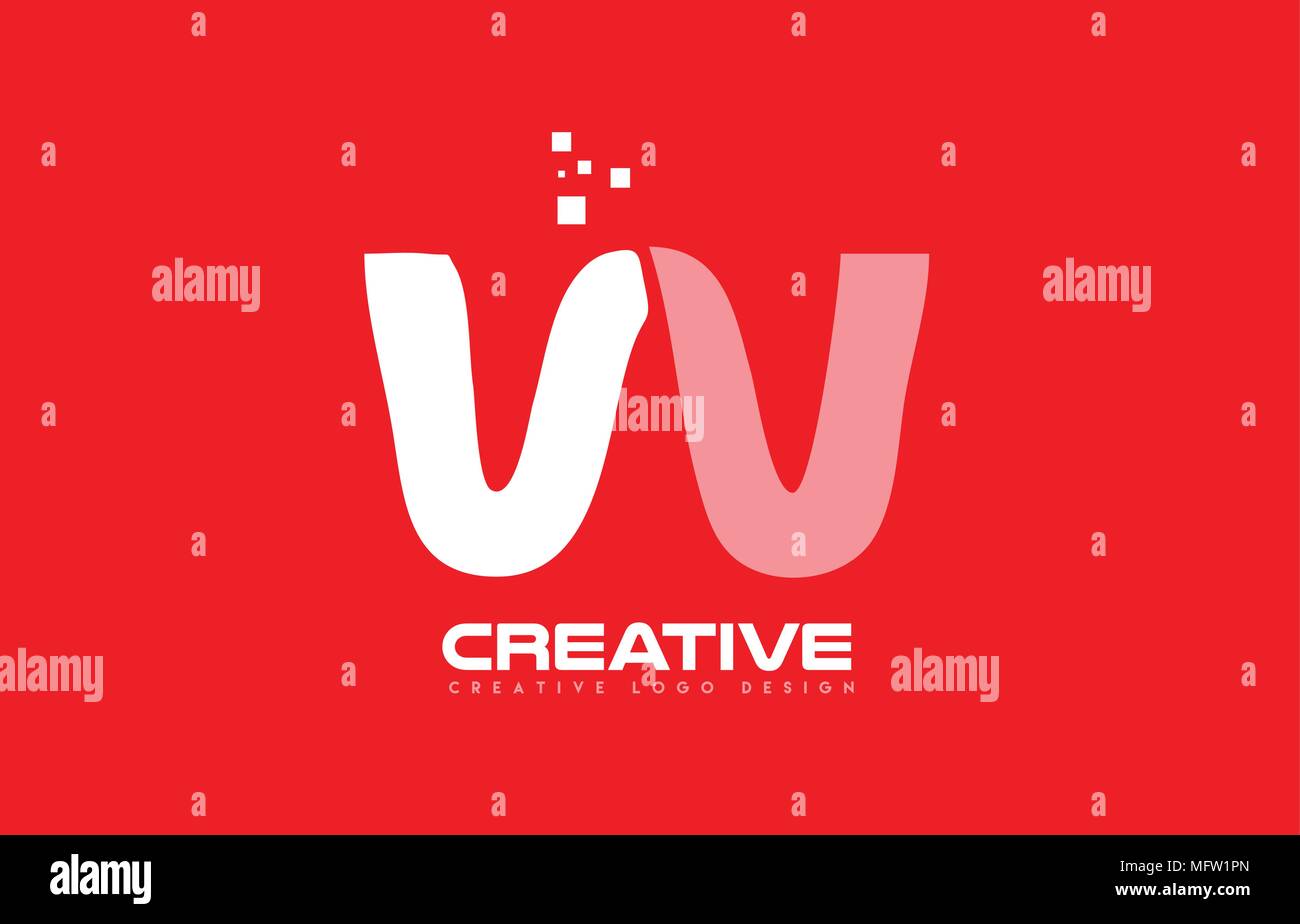 Letter W alphabet logo icon design in white color over a red background ...