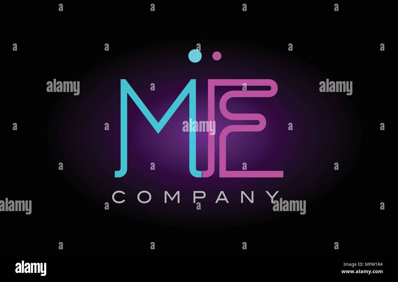 Alphabet me m e letter logo design combination with neon light effect ...