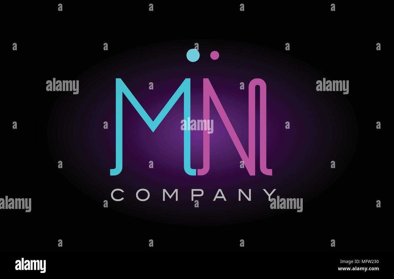 Alphabet mn m n letter logo design combination with neon light effect ...