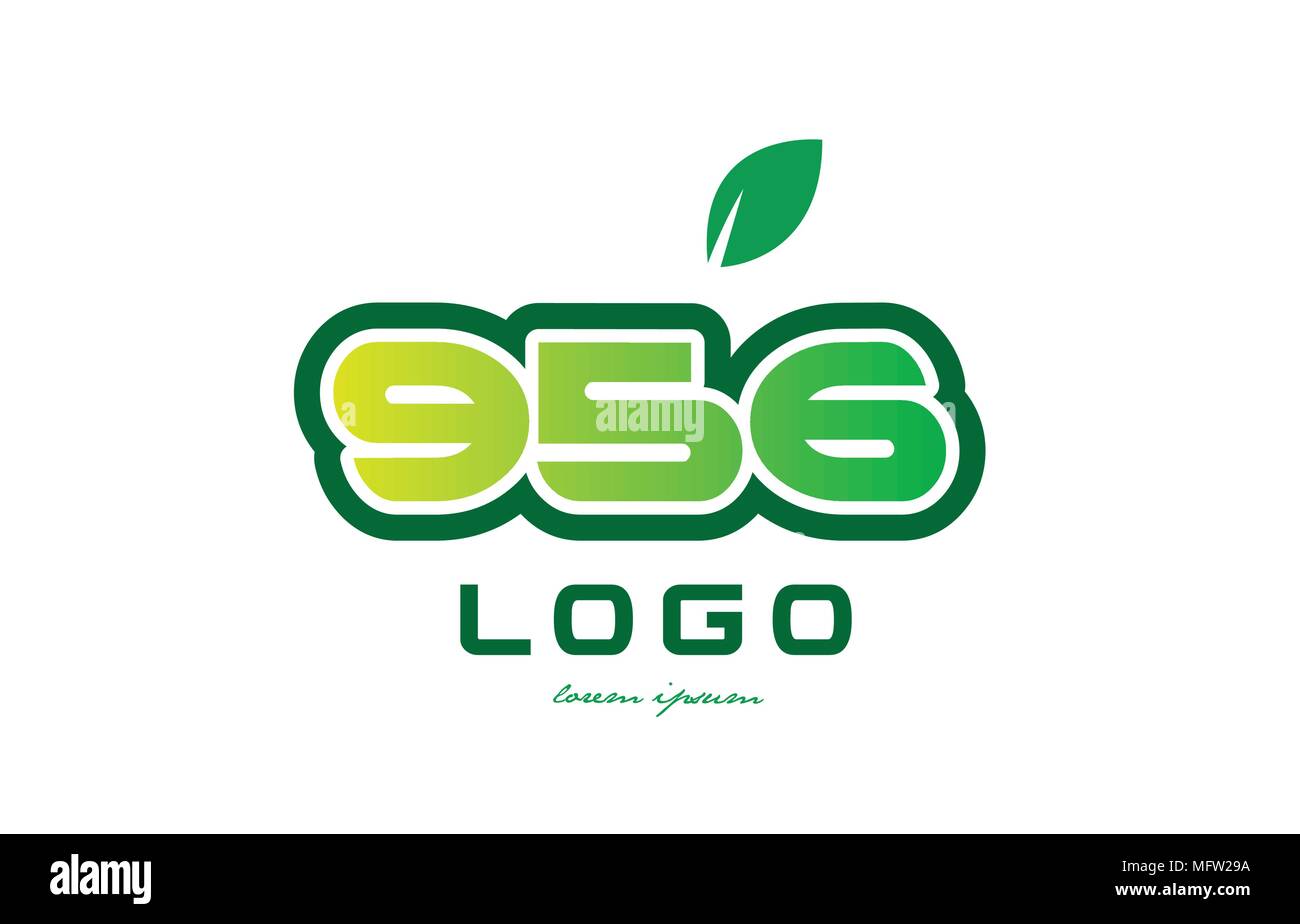 Design of number numeral digit 956 with green leaf and color suitable ...