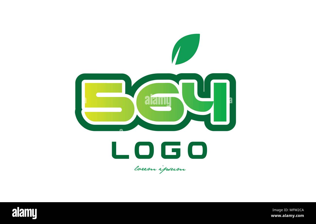 Design of number numeral digit 564 with green leaf and color suitable ...