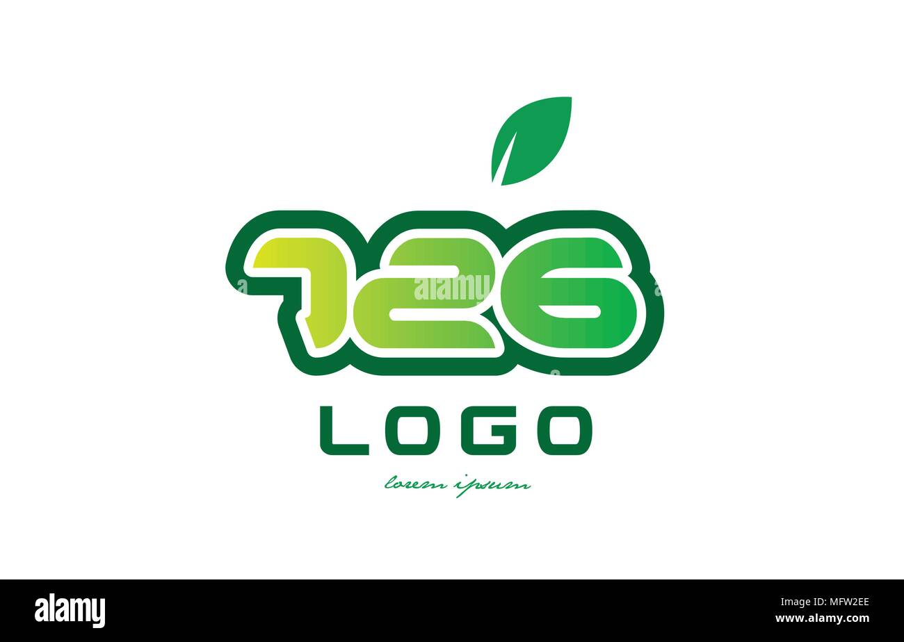 Design of number numeral digit 726 with green leaf and color suitable ...
