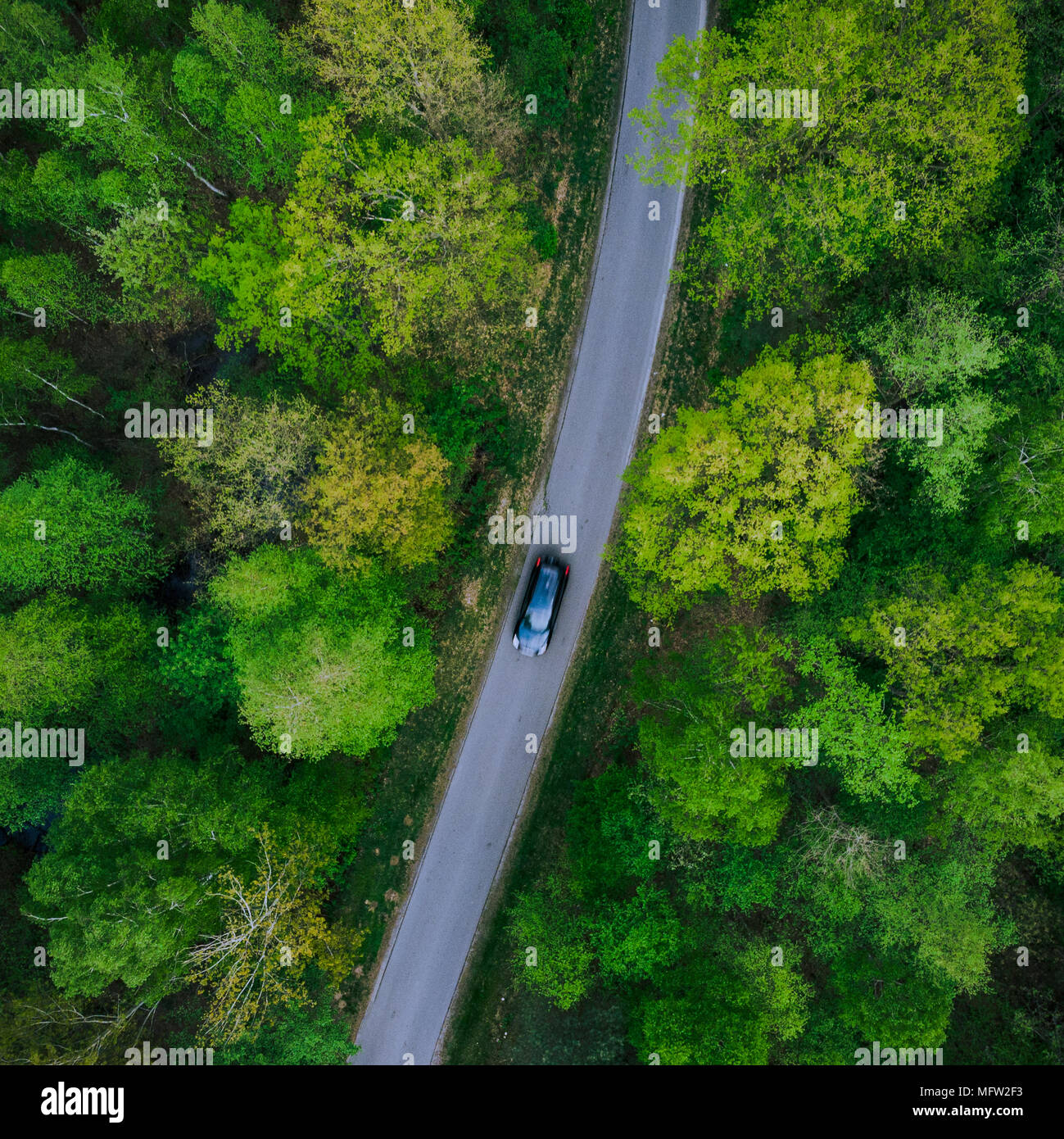 Rural lane car driving aerial hi-res stock photography and images - Alamy