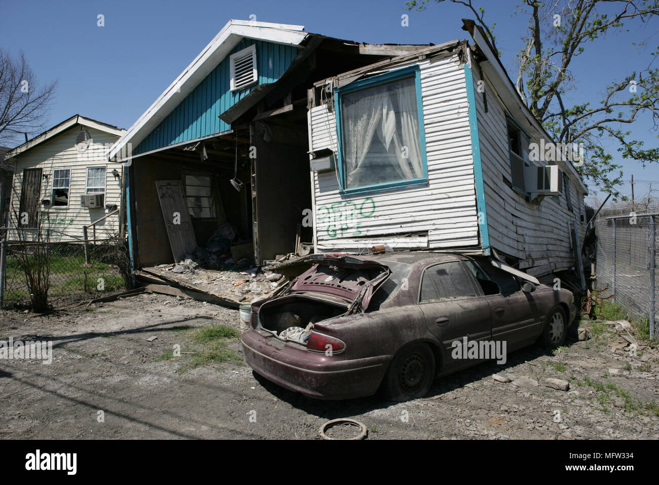 A heavily damaged home in the Ninth Ward of New Orleans Stock Photo - Alamy