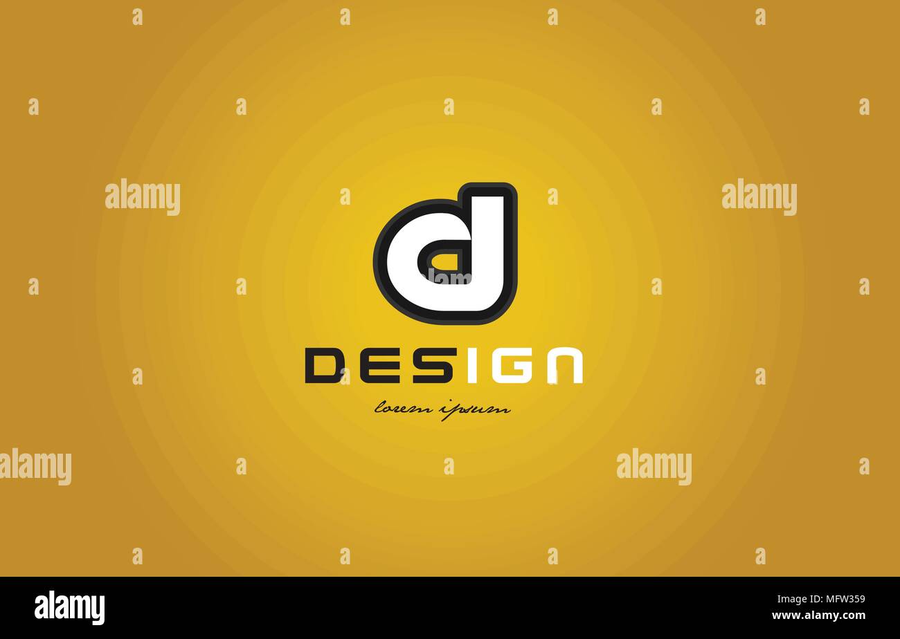 design of bold alphabet letter d with white color and black contour on ...