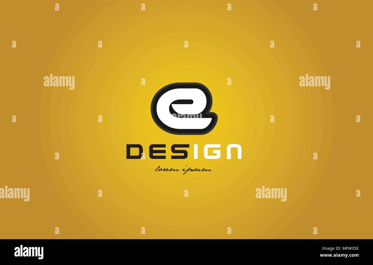 design of bold alphabet letter e with white color and black contour on ...