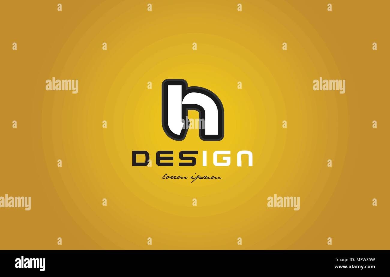 design of bold alphabet letter h with white color and black contour on ...