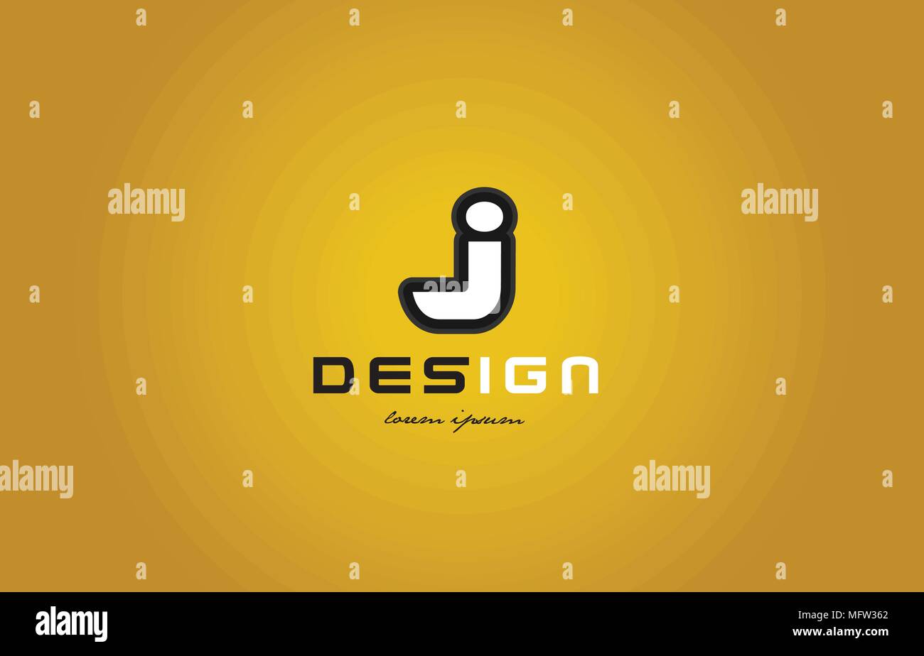 design of bold alphabet letter j with white color and black contour on ...