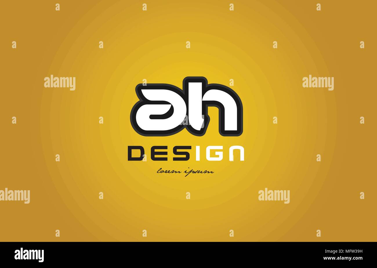 design of bold alphabet letter combination ah a h with white color and ...